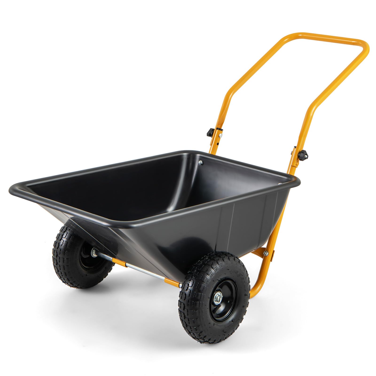 Giantex Dual-Wheel Wheelbarrow, Heavy-Duty Garden Utility Cart with Bu