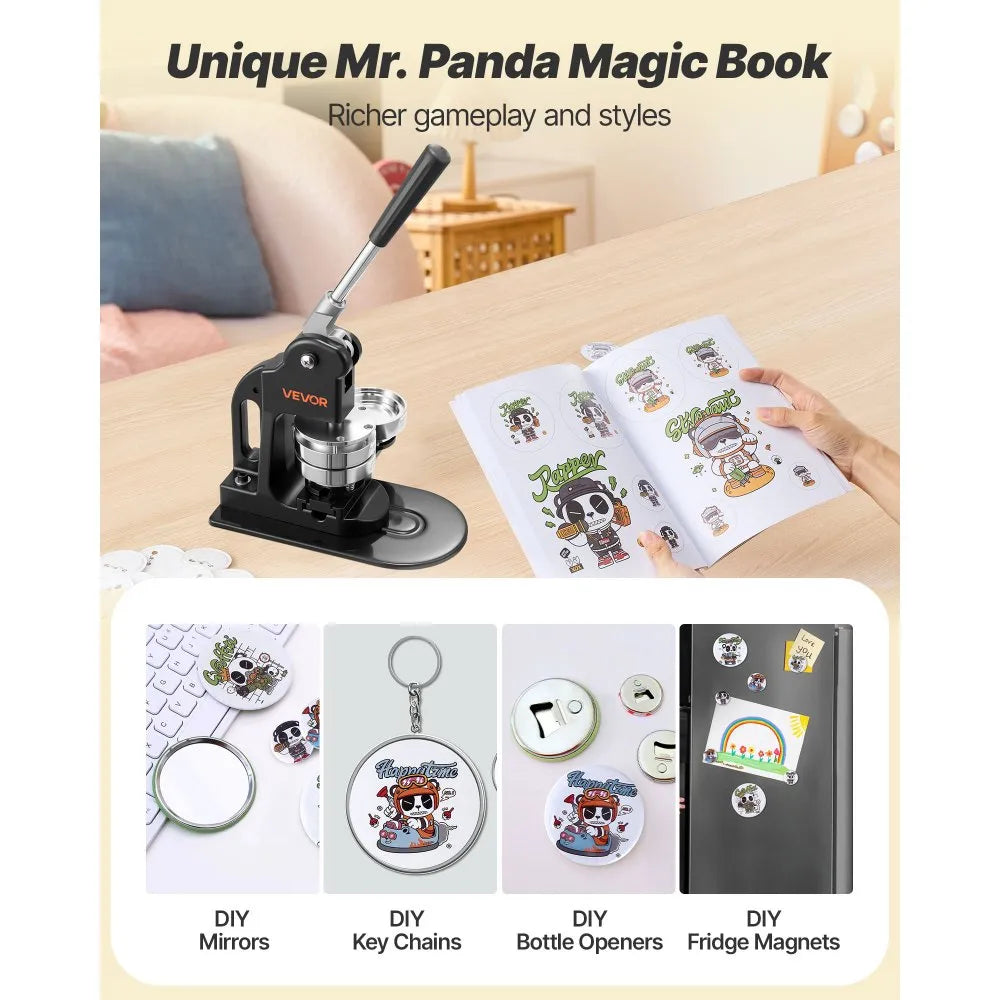 VEVOR 3-Inch Button Maker Machine Kit with 500 Button Parts – Pin & Ba