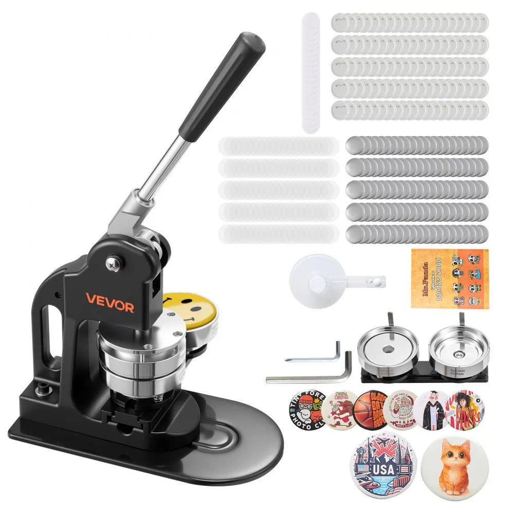 VEVOR 3-Inch Button Maker Machine Kit with 500 Button Parts – Pin & Ba